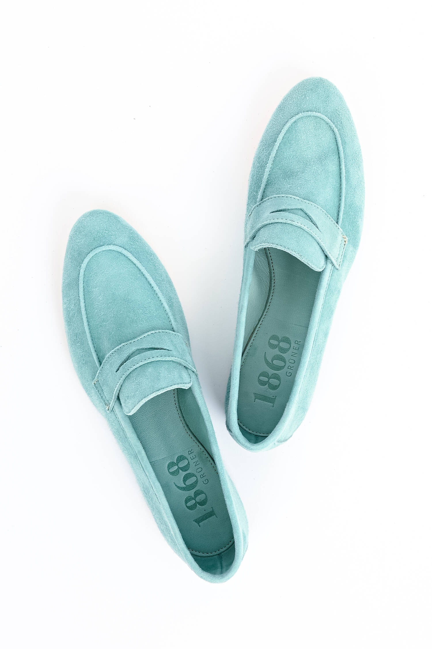 Loafer aus Veloursleder in Mint